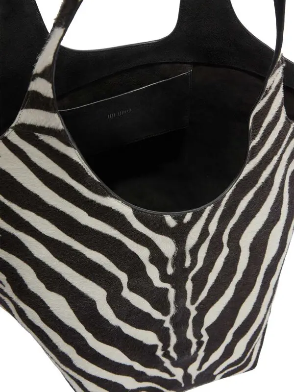 Attico La Scoop Large" Zebra Print Pony Skin Shoulder Bag - Multicolor