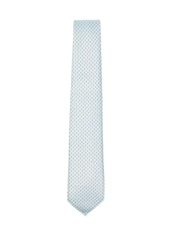 Giorgio Armani Geometric Pattern Silk Neck Tie - Blue