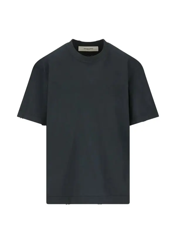 GOLDEN GOOSE Aged-effect Cotton T-shirt With Reverse Logo On The Back