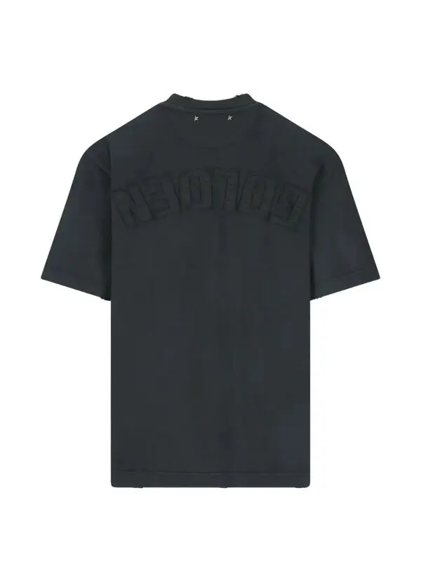 GOLDEN GOOSE Aged-effect Cotton T-shirt With Reverse Logo On The Back