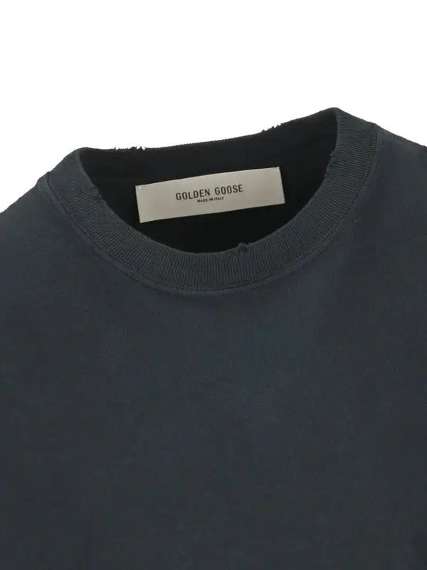 GOLDEN GOOSE Aged-effect Cotton T-shirt With Reverse Logo On The Back