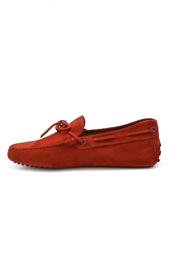TOD'S Suede Loafers With Knot Detailing - Red