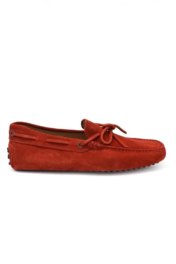 TOD'S Suede Loafers With Knot Detailing - Red