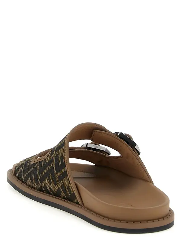 Fendi Ff Jacquard Feel Sandals - Brown