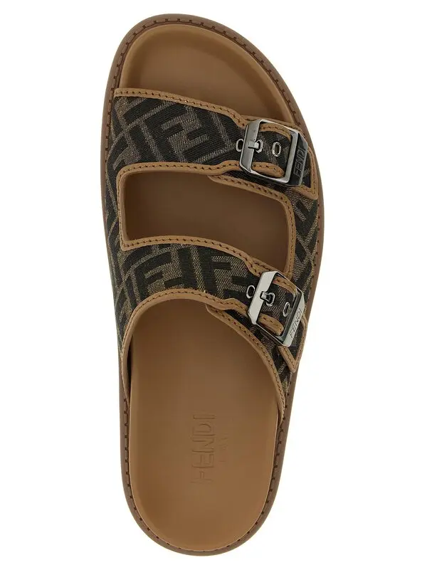 Fendi Ff Jacquard Feel Sandals - Brown