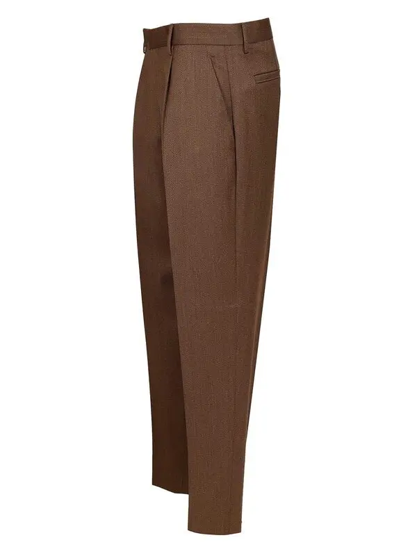 Zegna Wool Trousers With Button, Hook, And Zip Fastening - Brown
