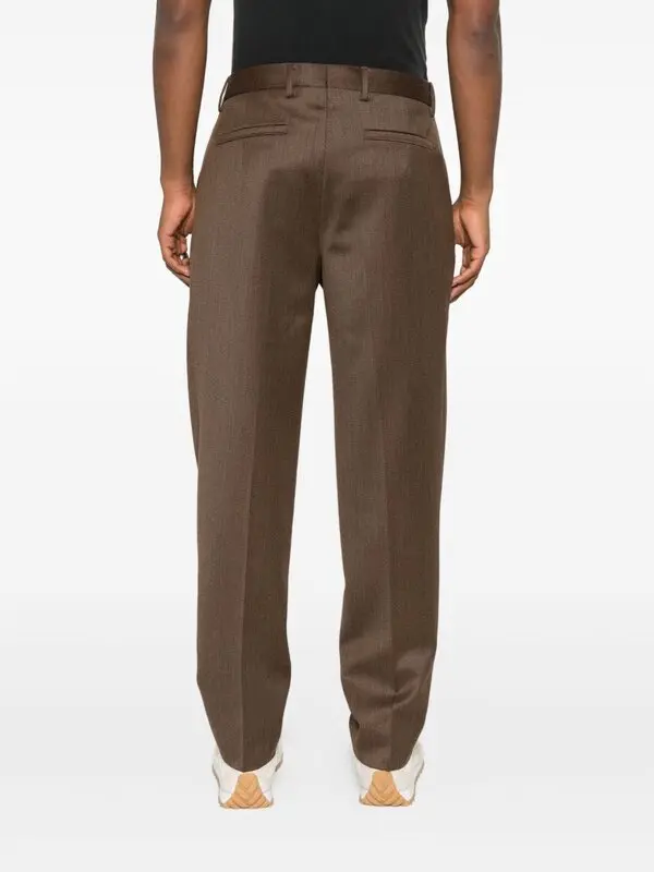 Zegna Wool Trousers With Button, Hook, And Zip Fastening - Brown