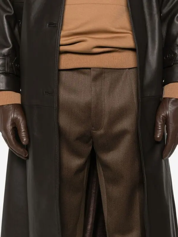 Zegna Wool Trousers With Button, Hook, And Zip Fastening - Brown