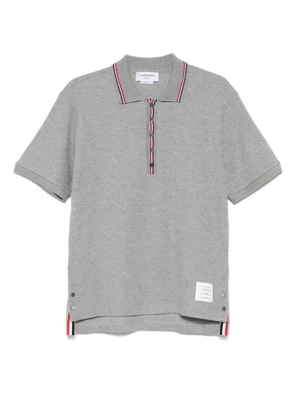Thom Browne Cotton Polo With Logo Embroidery - Gray