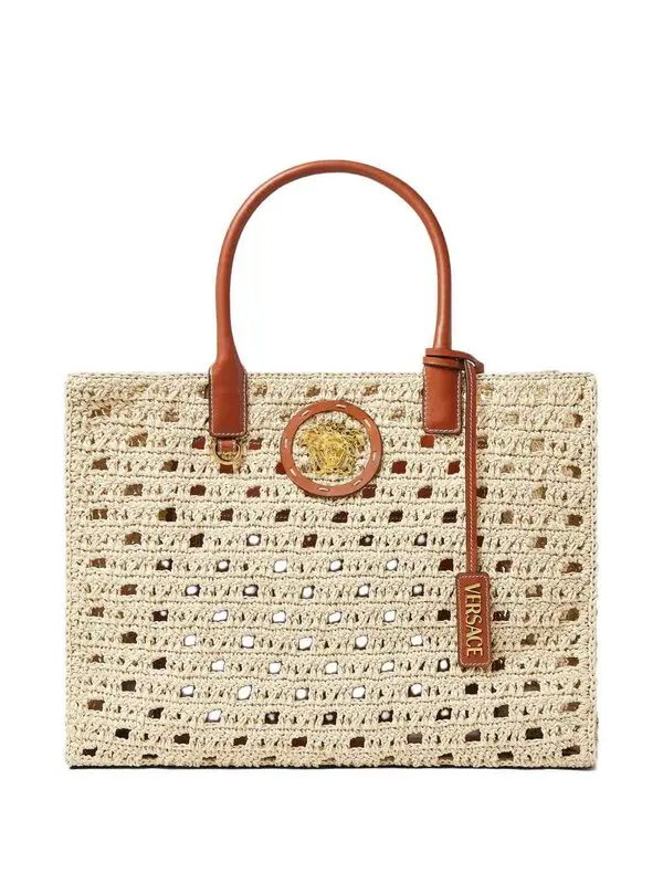 Versace La Medusa Large Raffia Tote Bag - Multicolor
