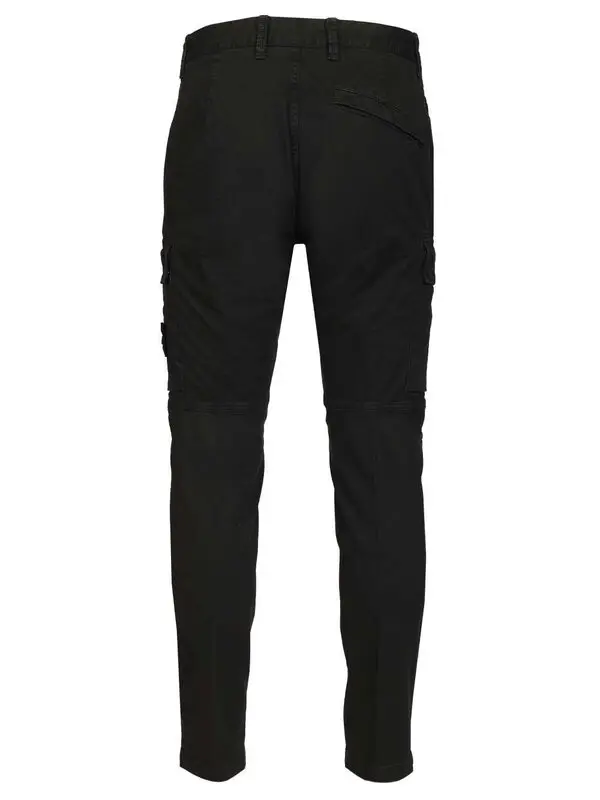 Stone Island Cargo Trousers In Broken Cotton Twill - Black