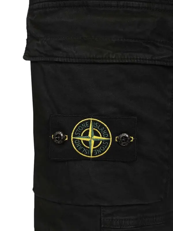 Stone Island Cargo Trousers In Broken Cotton Twill - Black