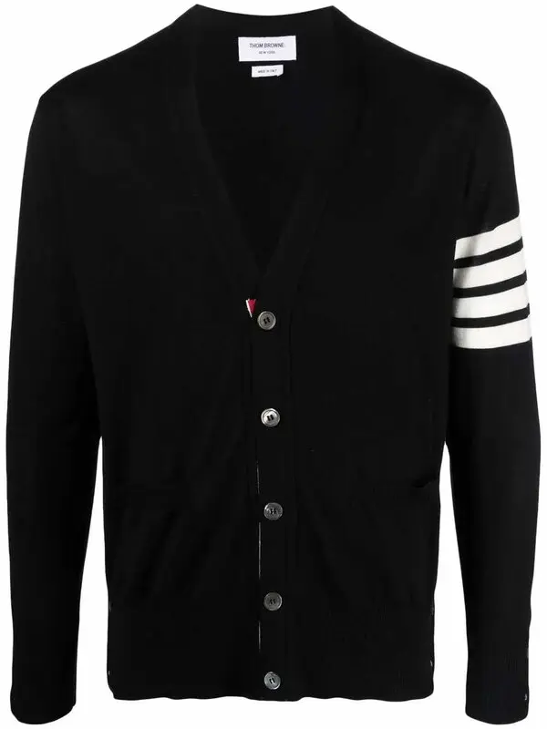 Thom Browne 4-stripe Detail Virgin Wool Cardigan - Black