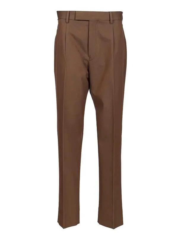 Zegna Dark Foliage Cotton And Wool Trousers - Brown