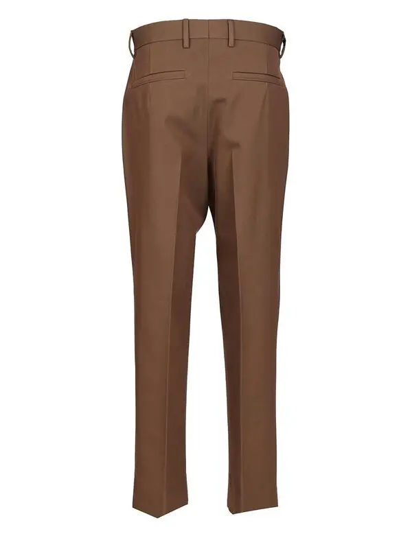 Zegna Dark Foliage Cotton And Wool Trousers - Brown