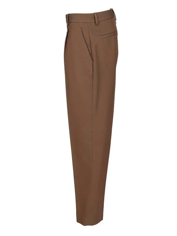Zegna Dark Foliage Cotton And Wool Trousers - Brown