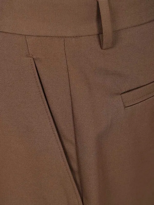 Zegna Dark Foliage Cotton And Wool Trousers - Brown
