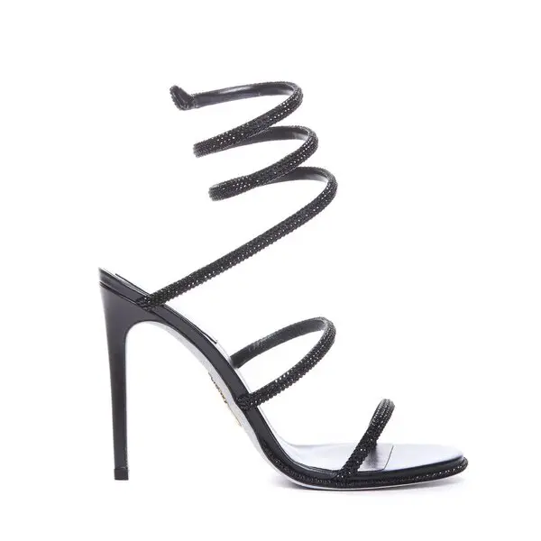 Rene Caovilla Cleo" Crystal Embellished Stiletto Sandals - Black