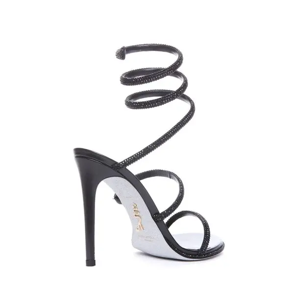 Rene Caovilla Cleo" Crystal Embellished Stiletto Sandals - Black