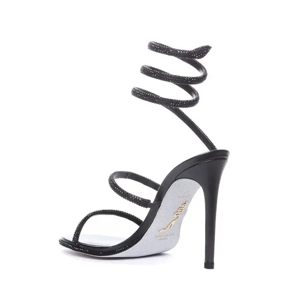Rene Caovilla Cleo" Crystal Embellished Stiletto Sandals - Black