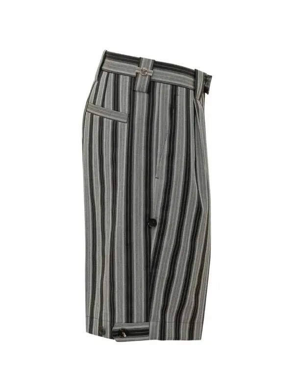 Versace Striped Wool & Cotton Blend Tailored Shorts