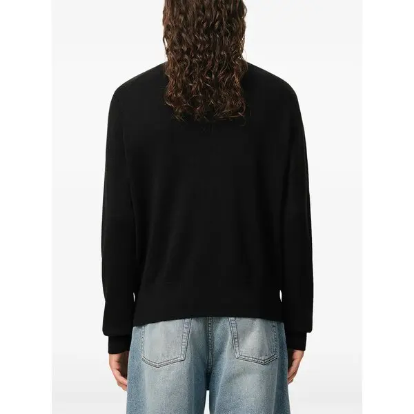 AMI Paris Merino Wool Crew Neck Sweater With De Coeur Embroidery - Black