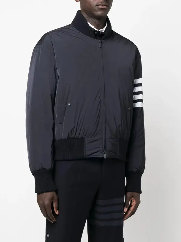 Thom Browne Bomber Jacket With 4-stripe Detail - Blue
