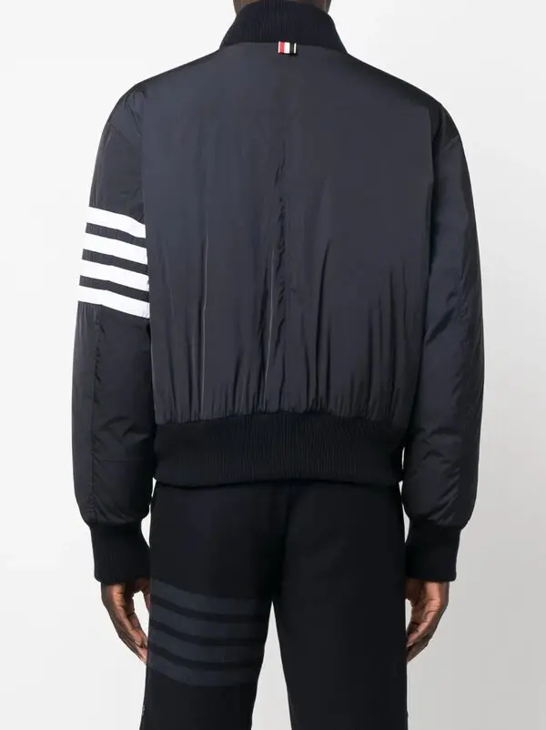 Thom Browne Bomber Jacket With 4-stripe Detail - Blue