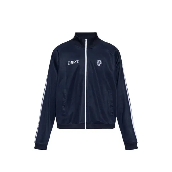 GALLERY DEPT. Navy Sport Jacket With Striped Sleeves And Embroidered Logo - Blue