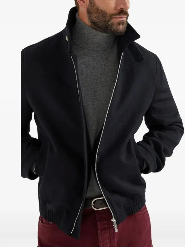 Brunello Cucinelli Wool Bomber Jacket - Black