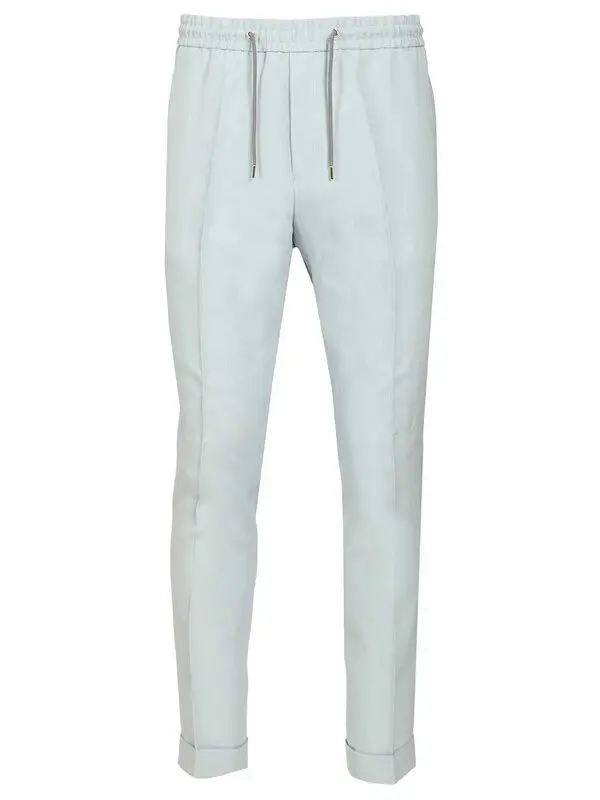 Paul Smith Slim Fit Linen Trousers With Drawstring And Pleats