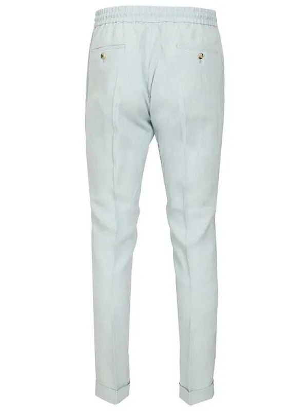 Paul Smith Slim Fit Linen Trousers With Drawstring And Pleats
