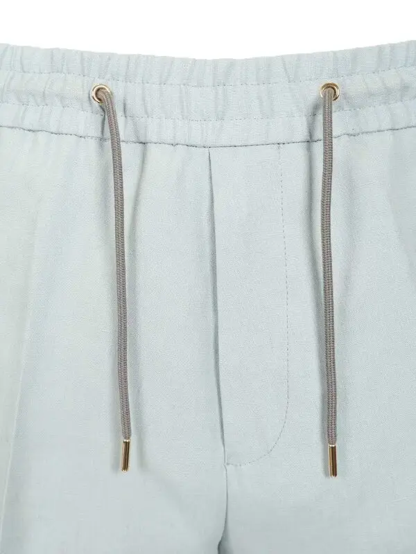 Paul Smith Slim Fit Linen Trousers With Drawstring And Pleats