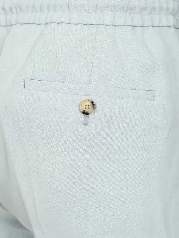 Paul Smith Slim Fit Linen Trousers With Drawstring And Pleats