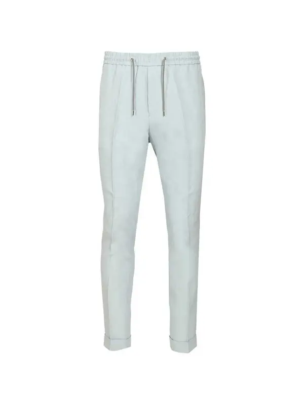 Paul Smith Slim Fit Linen Trousers With Drawstring And Pleats