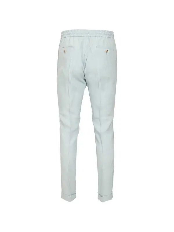 Paul Smith Slim Fit Linen Trousers With Drawstring And Pleats