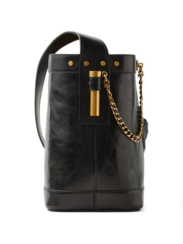 Versace Pivot Small Leather Bucket Bag