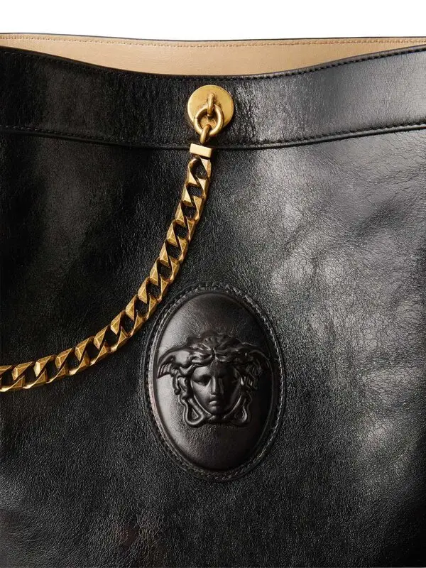 Versace Pivot Small Leather Bucket Bag