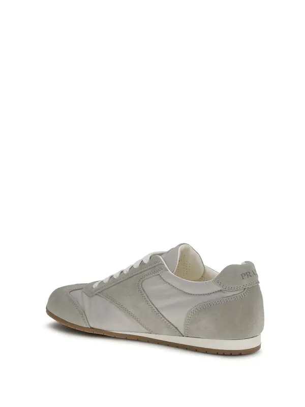 Prada Suede And Fabric Two-tone Lace-up Sneakers