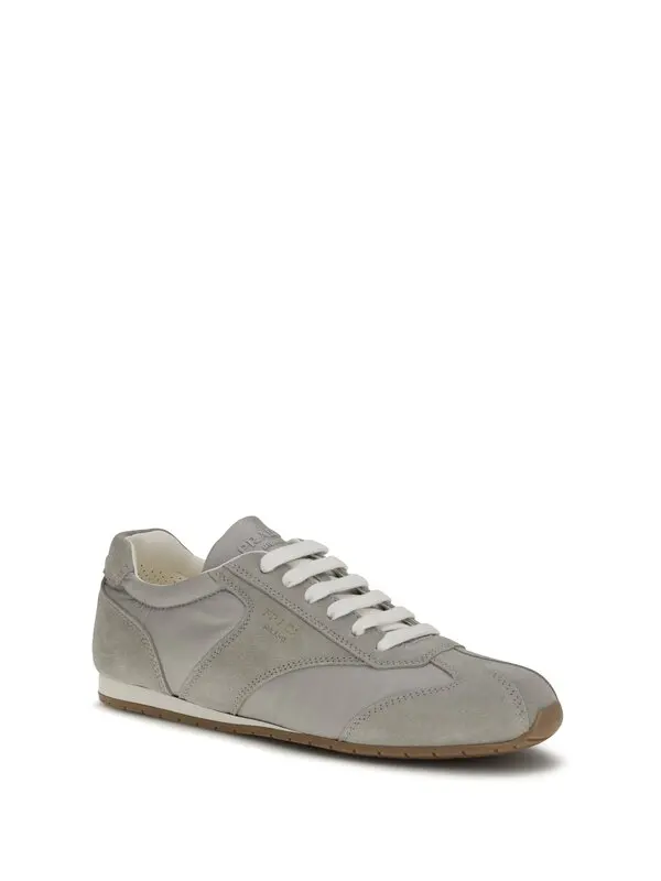 Prada Suede And Fabric Two-tone Lace-up Sneakers