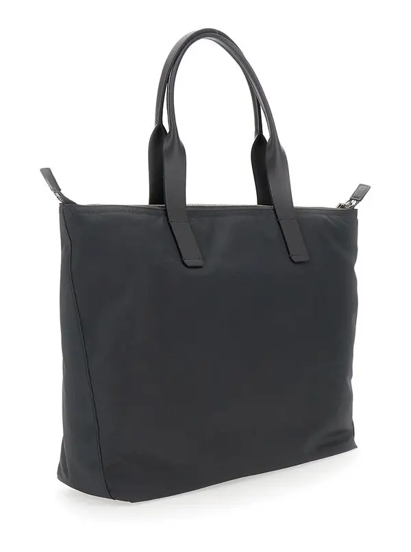 Dolce & Gabbana Tech Fabric Tote Bag With Logo Plaque - Gray