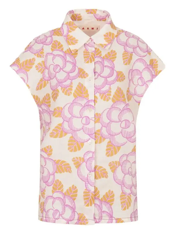 Marni Floral Cap Sleeve Shirt - Multicolor