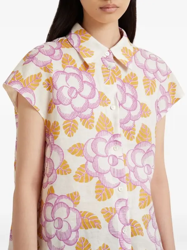 Marni Floral Cap Sleeve Shirt - Multicolor