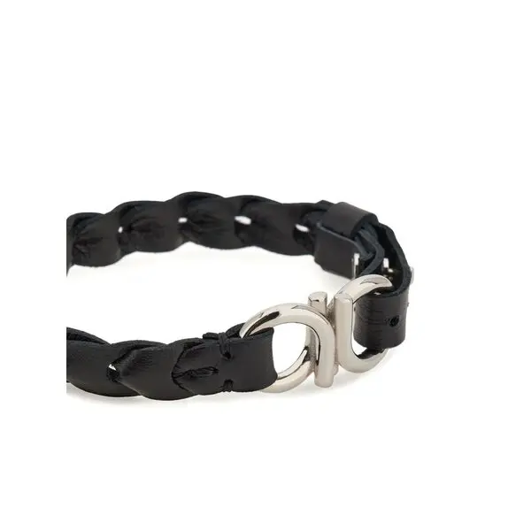 FERRAGAMO Calf Leather Braided Gancini Bracelet