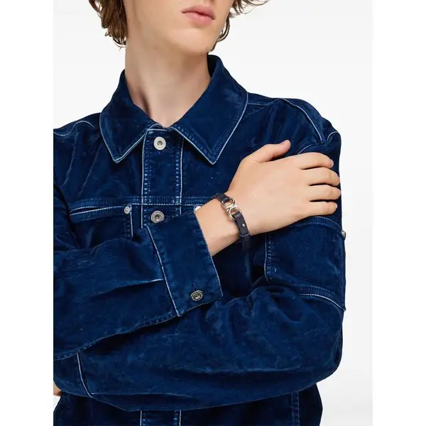 FERRAGAMO Calf Leather Braided Gancini Bracelet