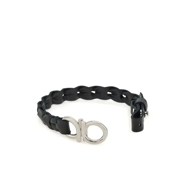 FERRAGAMO Calf Leather Braided Gancini Bracelet