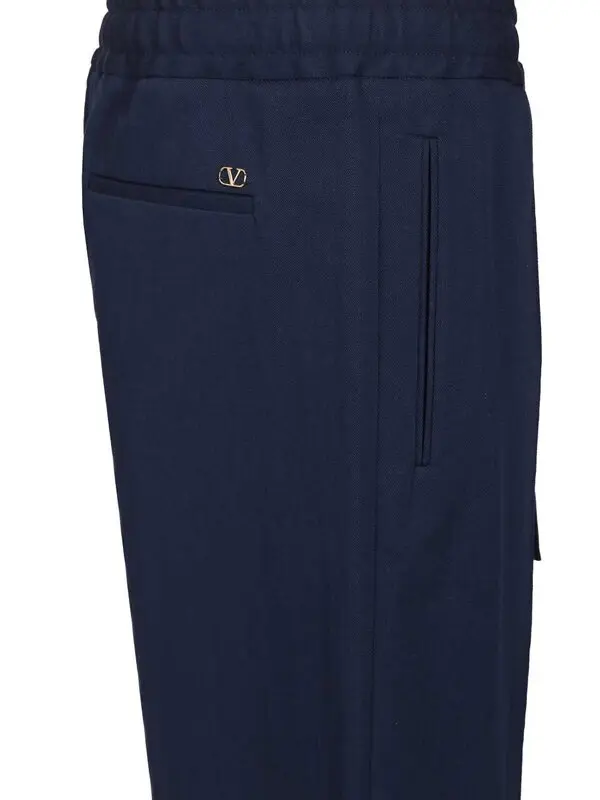 Valentino Garavani Classic Pleated Cotton Trousers - Blue