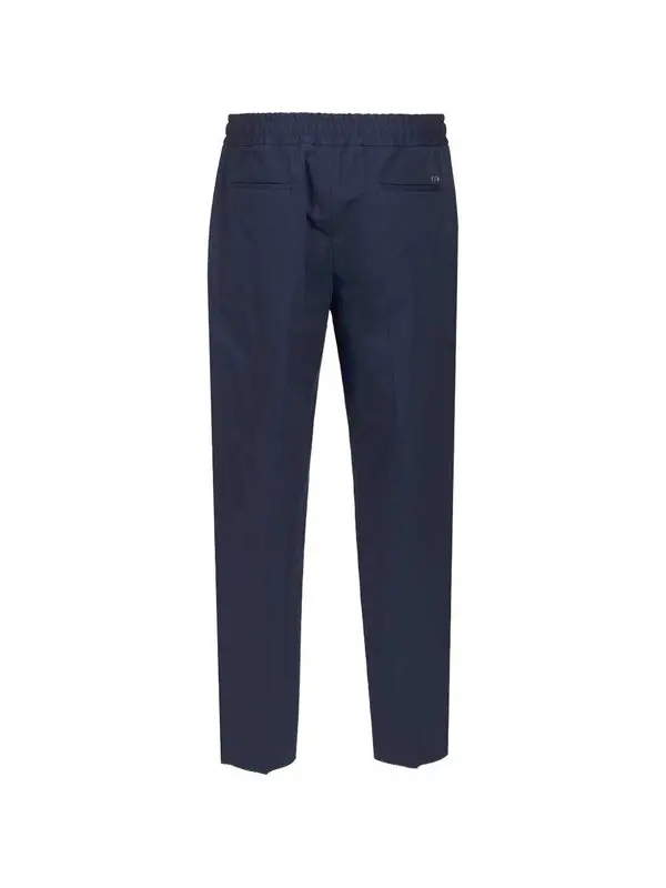 Valentino Garavani Classic Pleated Cotton Trousers - Blue