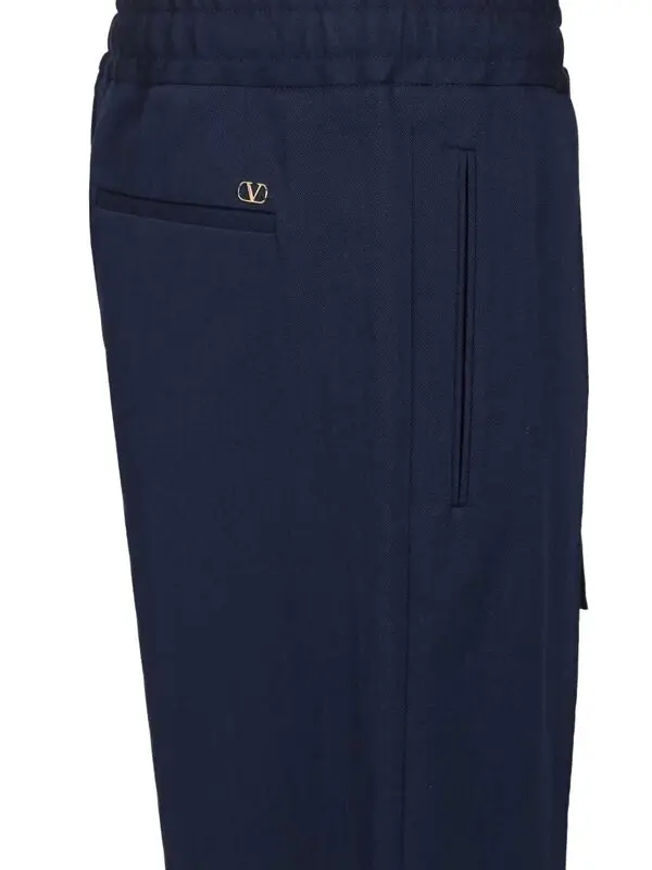 Valentino Garavani Classic Pleated Cotton Trousers - Blue