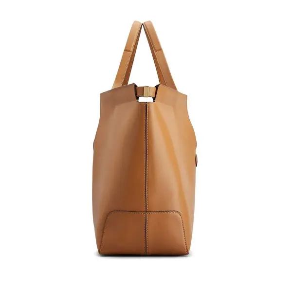 TOD'S Leather Tote Bag With Two Top Handles - Brown